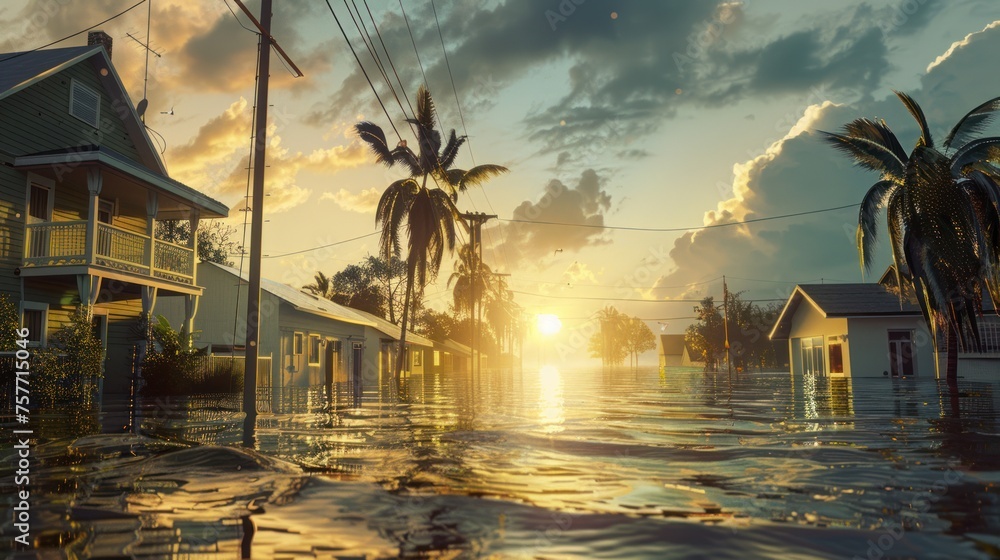 Foto Flooding in coastal areas Houses were flooded. homeless people Depicts the catastrophe of ...