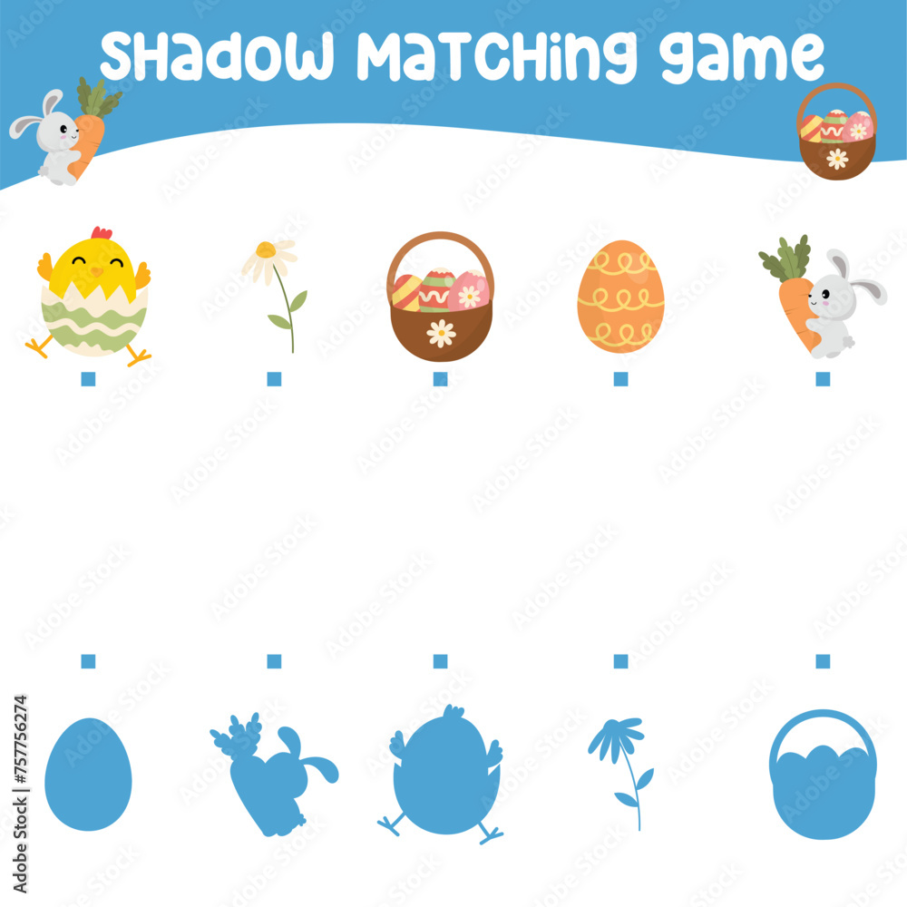 Matching shadow game for children. Find the correct shadow. Worksheet ...