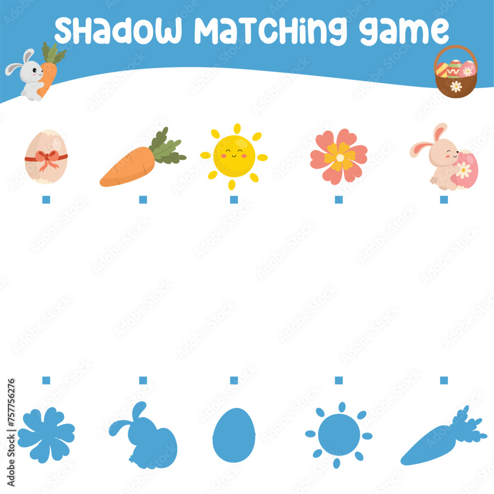 Matching shadow game for children. Find the correct shadow. Worksheet ...
