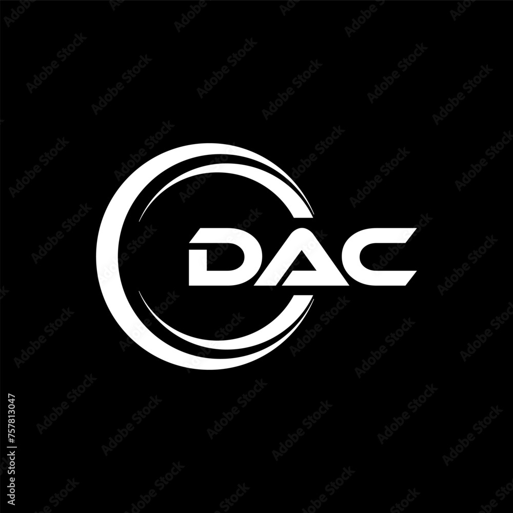 DAC letter logo design with black background in illustrator, cube logo ...