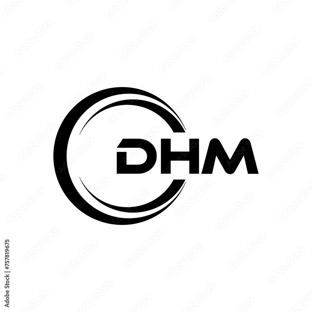 DHM letter logo design in illustration. Vector logo, calligraphy designs for logo, Poster ...