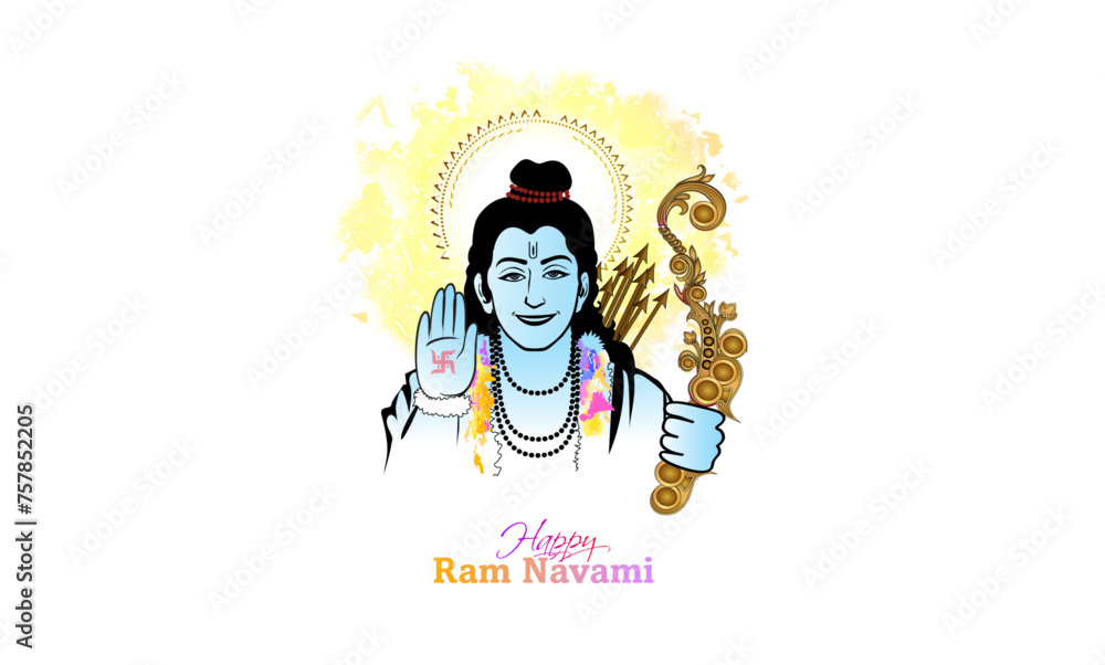 Vector illustration of Lord Rama blessing pose for 2024 Ram Navami puja ...