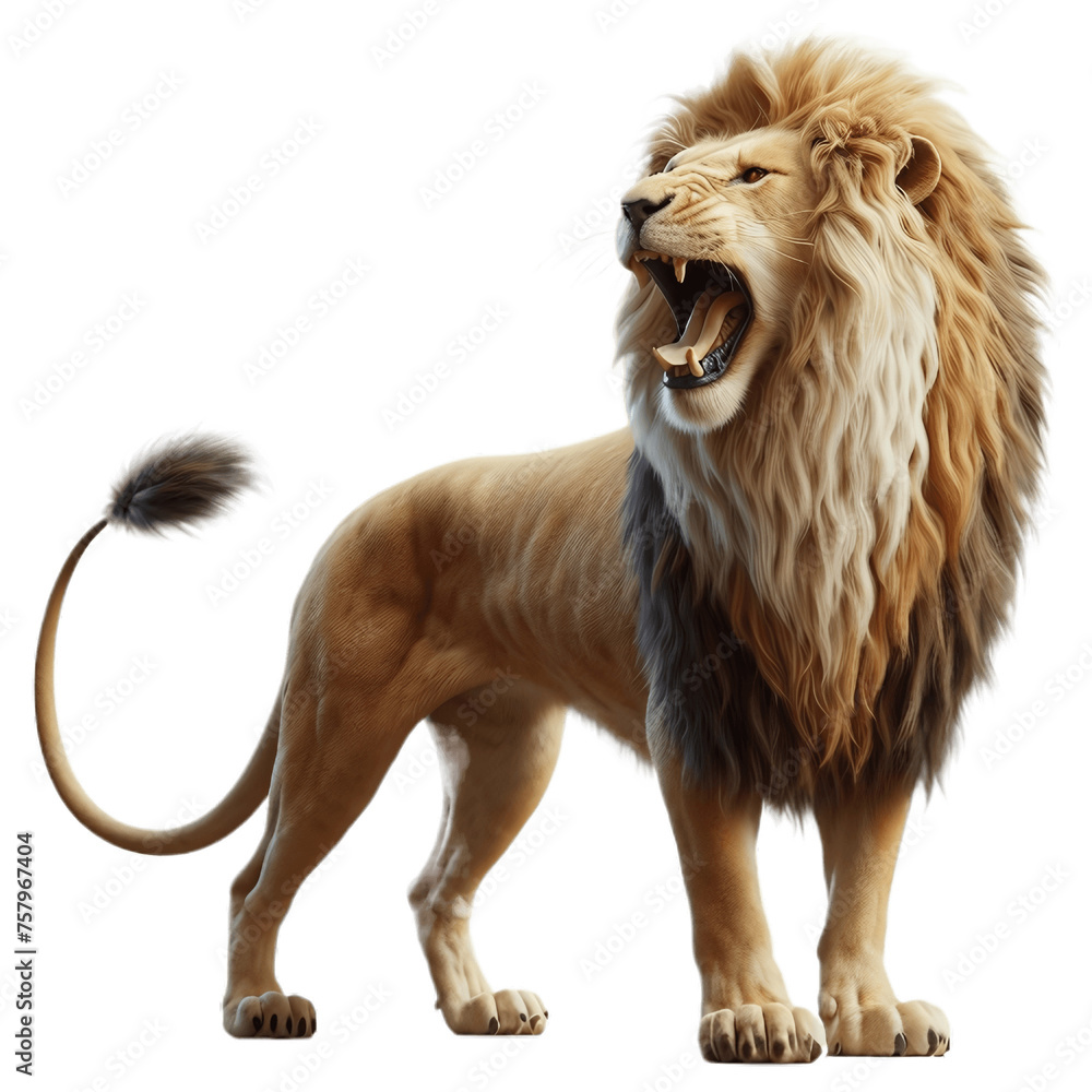 Vibrant Roaring Lion PNG: Dynamic Digital Illustration of Wild Animal ...