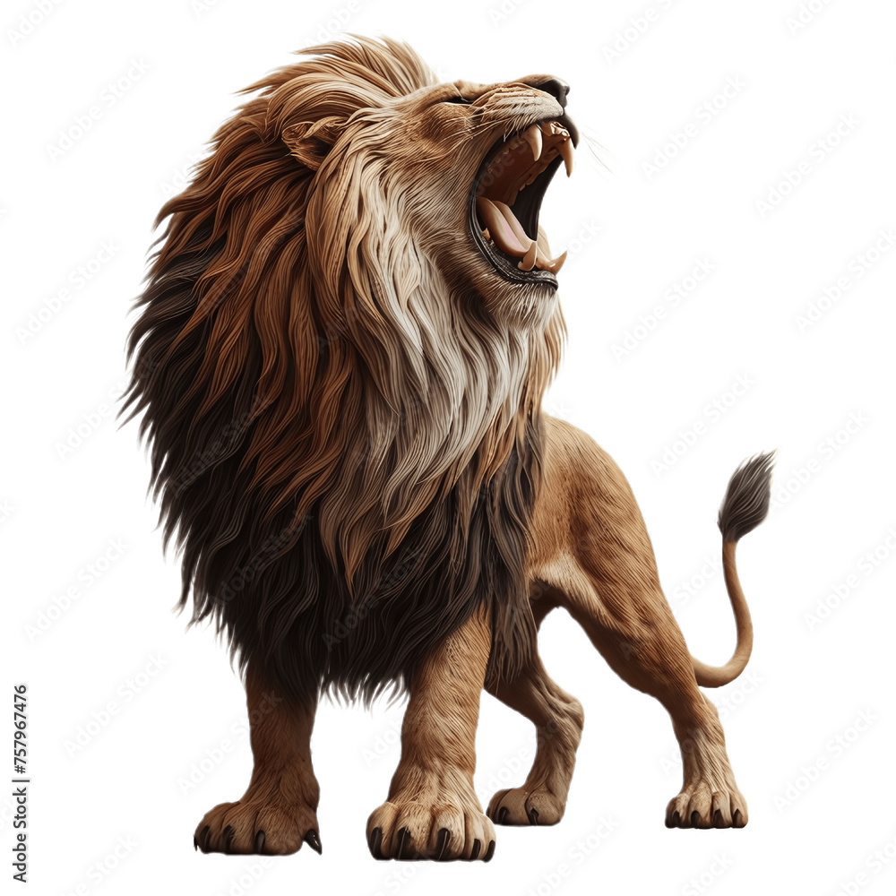 Photo Stock Regal Roaring Lion PNG: Striking Digital Artwork of ...