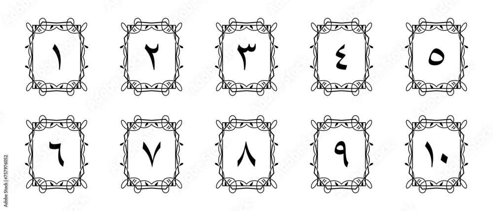Arabic numerals with premium border decoration. illustration vector ...