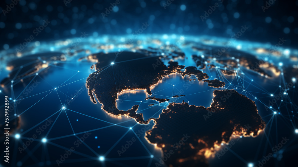 Digital global network ai generated background image. Interconnected ...