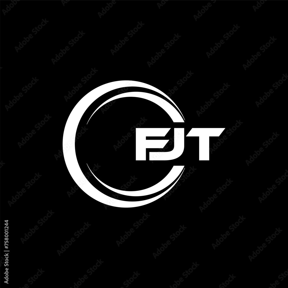 FJT letter logo design with black background in illustrator, cube logo ...