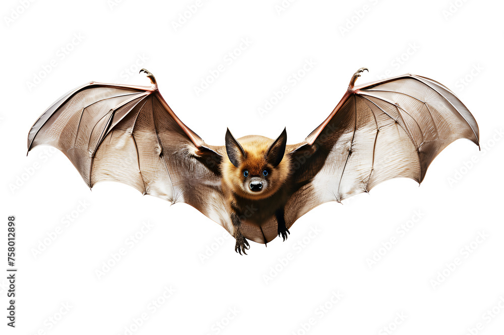 Picture watercolor of Drawing of light brown, grey bat flying isolated ...