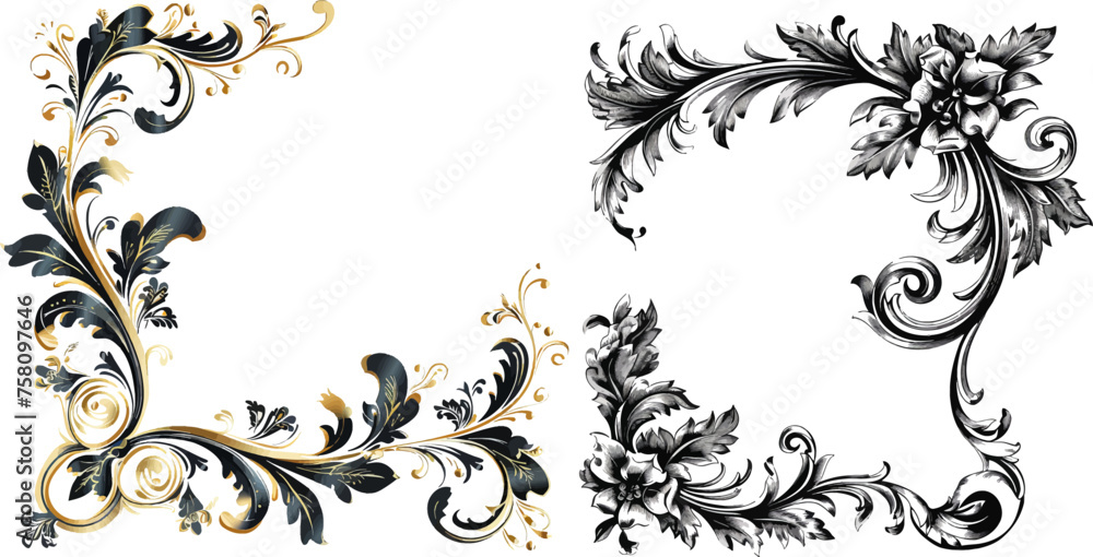 Vector illustration of decorative corner borders Stock Vector | Adobe Stock