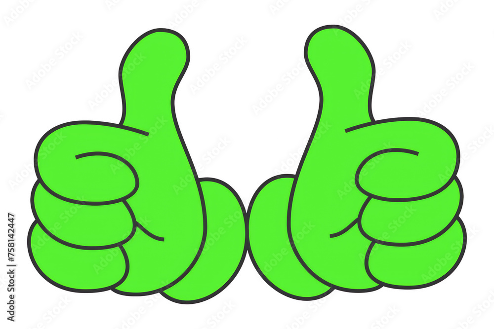 Cartoon green double thumbs up emoji emoticon. Transparent background ...
