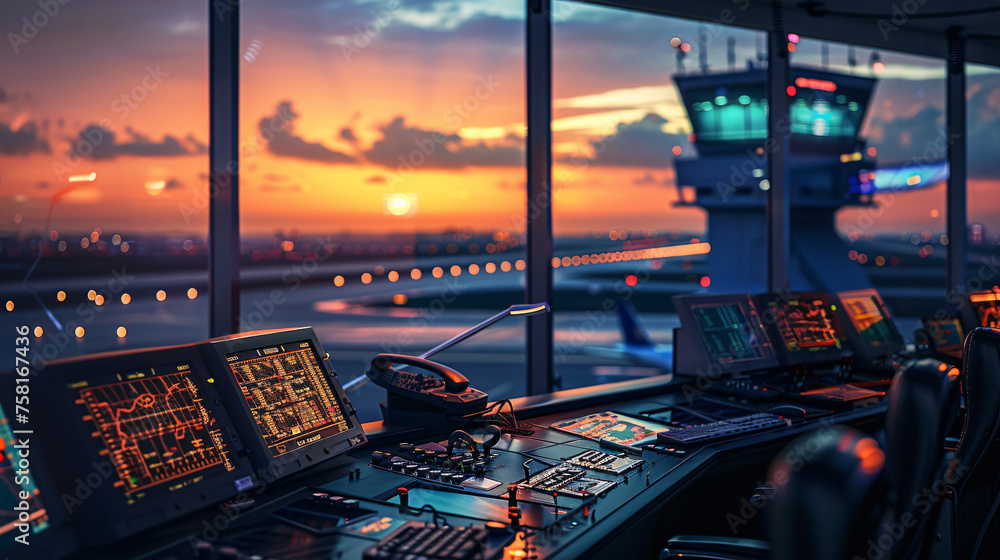 Air Traffic Control Working, Airport Towers, Navigation Screens ...