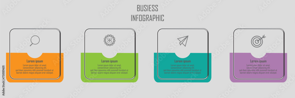 Infographic business diagram chart with 4 step data visualization ...