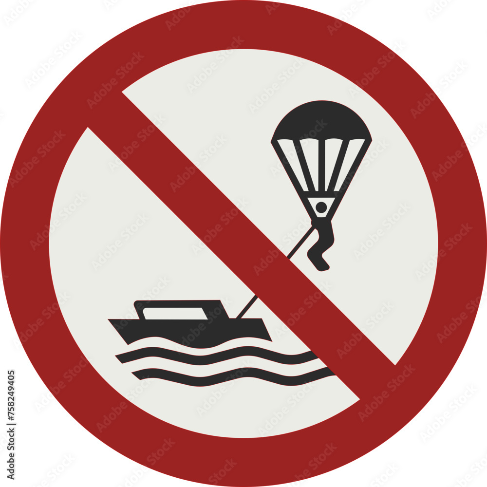 PROHIBITION SIGN PICTOGRAM, NO PARASAILING ISO 7010 – P066, SVG Stock ...
