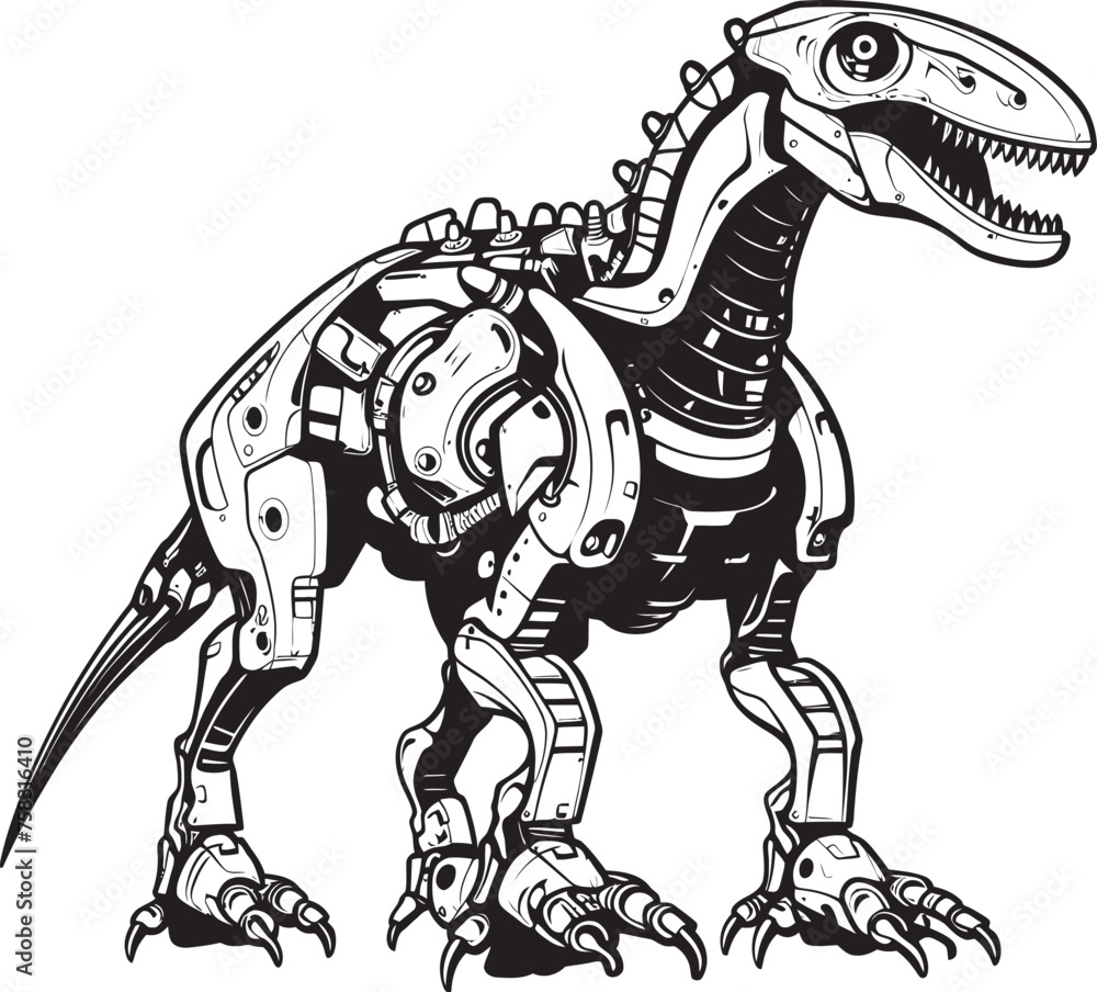 Cybernetic Dino Insignia: Black Logo Icon Design Featuring Robotic ...