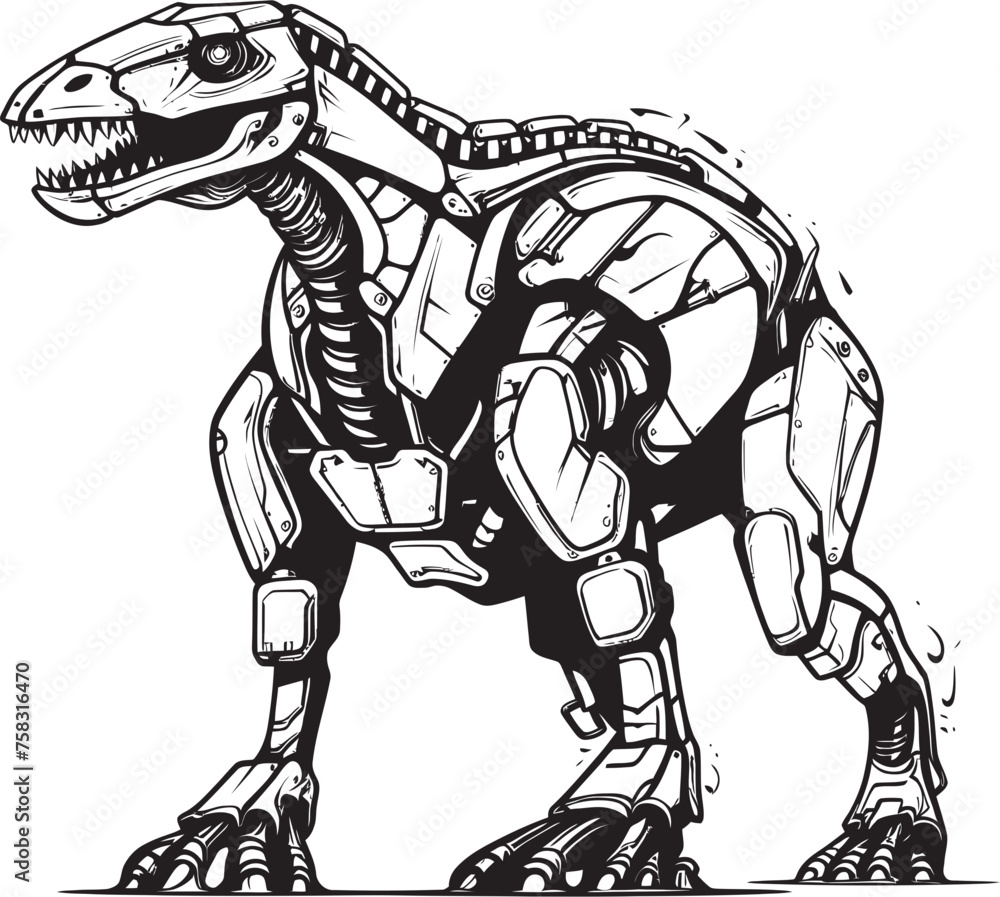 Mech-Rex Symbol: Black Logo Icon Design Depicting Robot Dinosaur in ...