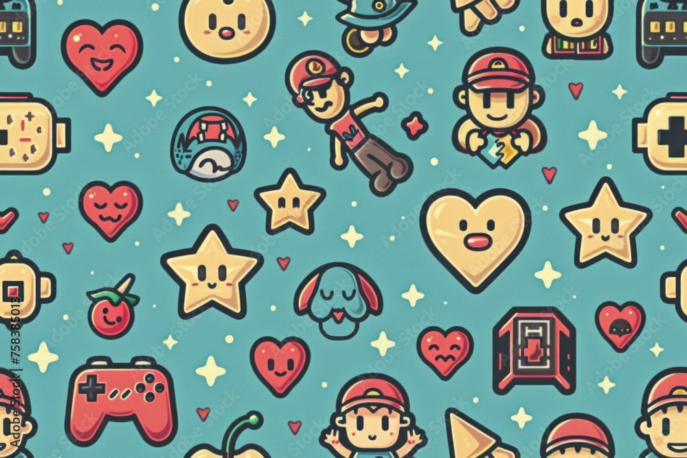 Pixel Art Extravaganza: Seamless tile pattern filled with pixel art ...
