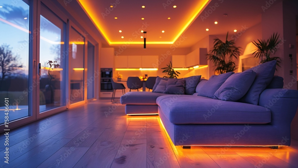Innovative smart lighting system in a home environment, demonstrating ...
