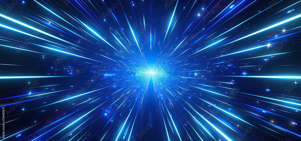 Abstract blue light rays background with glow effect technology hi tech ...