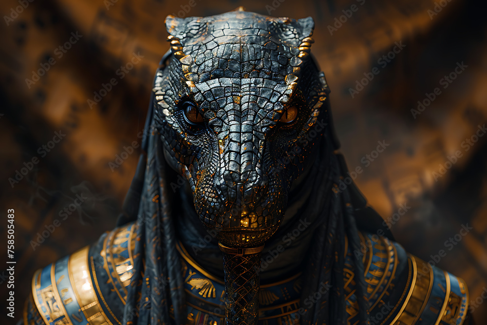 A striking depiction of Apophis, the ancient Egyptian deity symbolizing ...