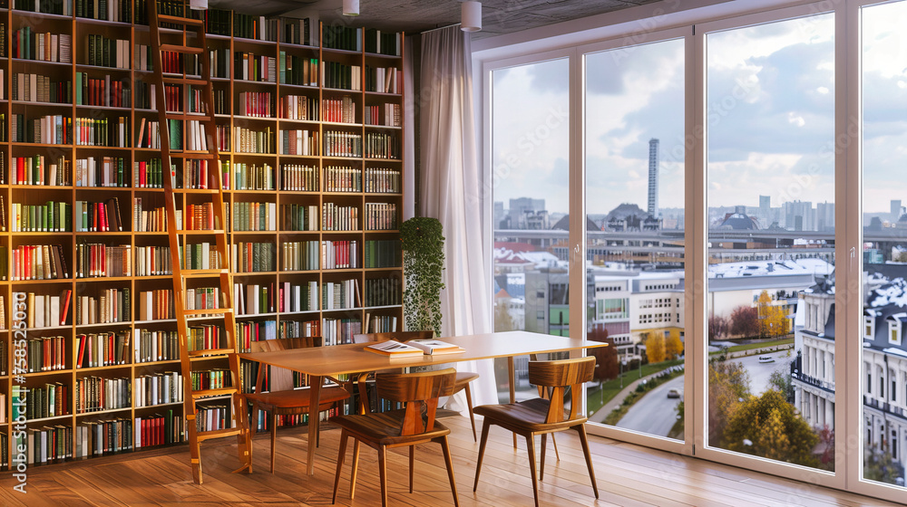 Modern Library Space with Wide Selection of Books, Offering a Quiet and ...