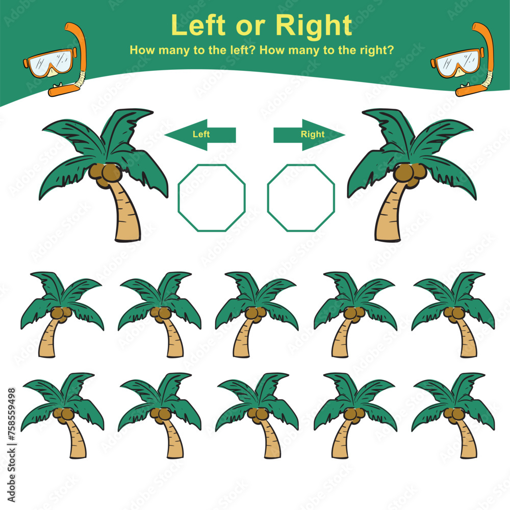 Mathematic activity page. Calculate and write the result. Left or Right ...