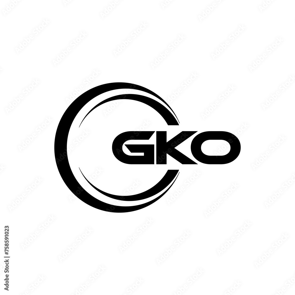 GKO letter logo design with white background in illustrator, cube logo ...