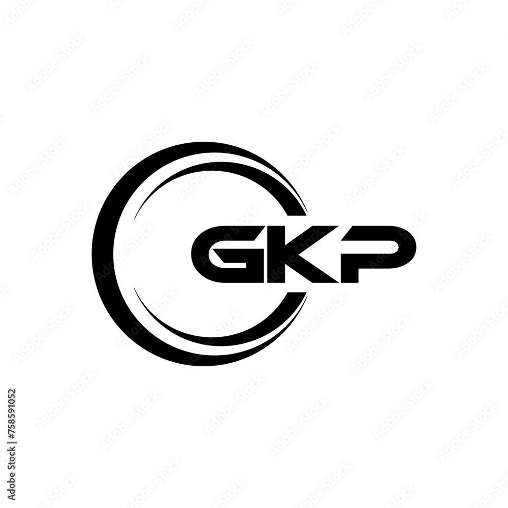 GKP letter logo design with white background in illustrator, cube logo ...