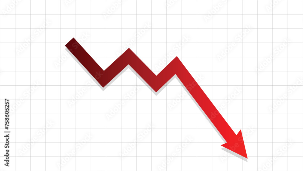 arrow graph going down fall stock diagram loss business decline economic recession financial ...