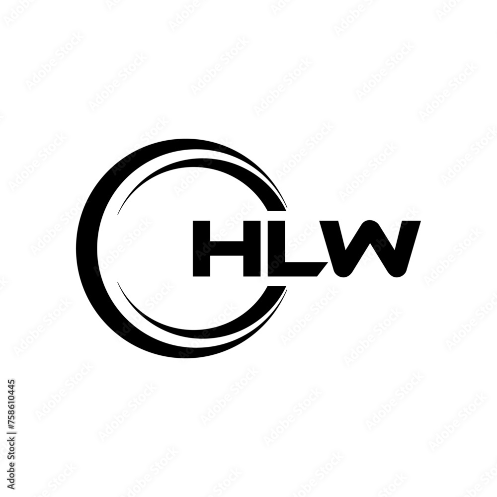 HLW letter logo design with white background in illustrator, cube logo, vector logo, modern ...
