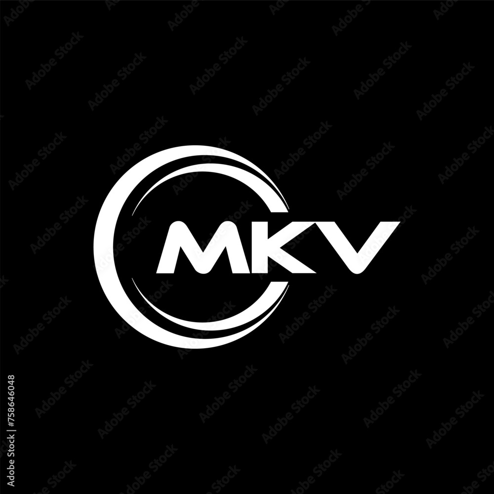 MKV letter logo design with black background in illustrator, cube logo ...