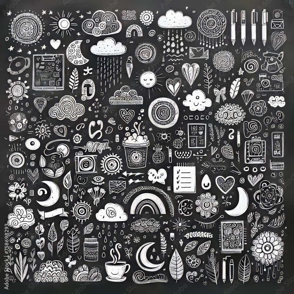 Magical Hand-Drawn Doodle Pattern for Creative Kindergarten School Kids ...