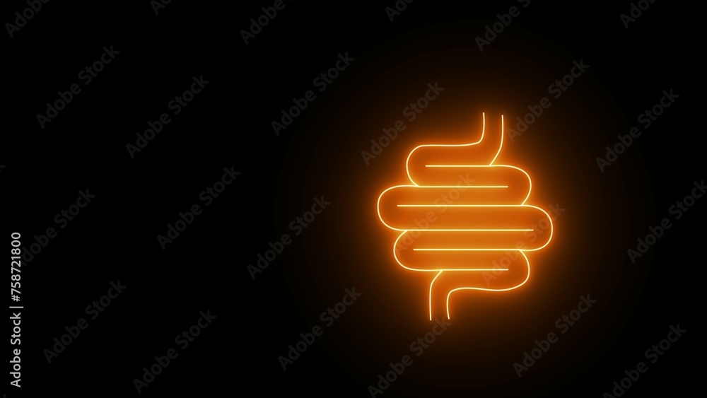 Neon glowing Intestine human icon. Neon healthy digestion logo, healthy ...