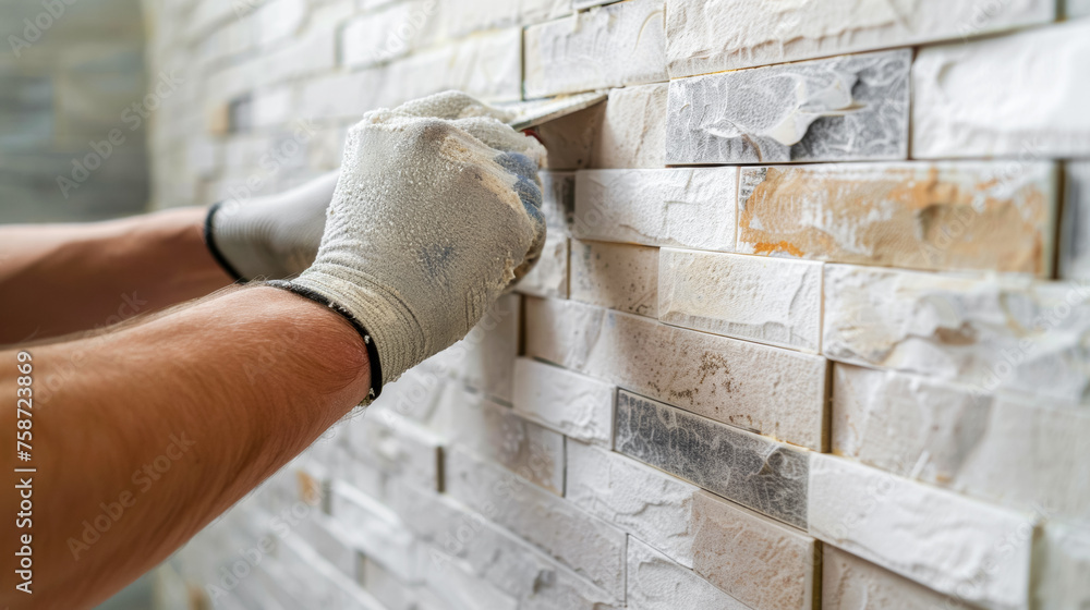Renovation of apartments and offices, a specialist applies a fugue with ...