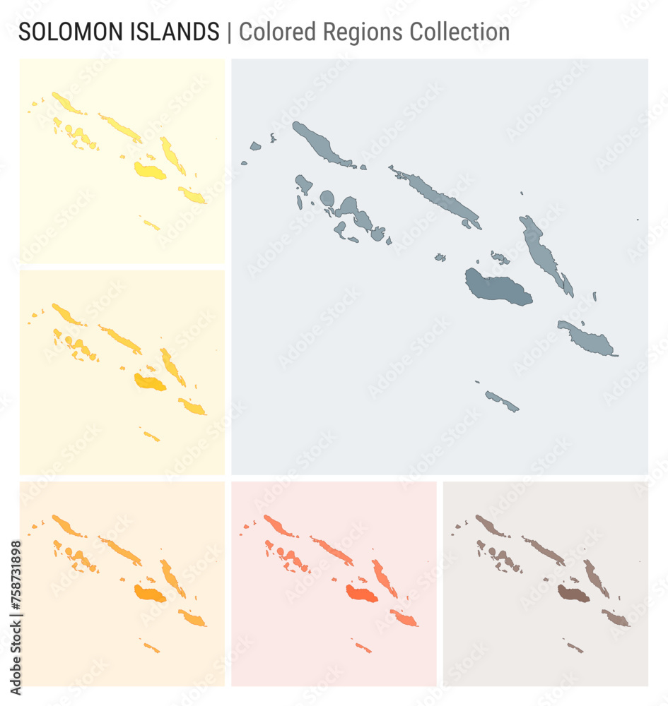 Image vectorielle Stock Solomon Islands map collection. Country shape ...