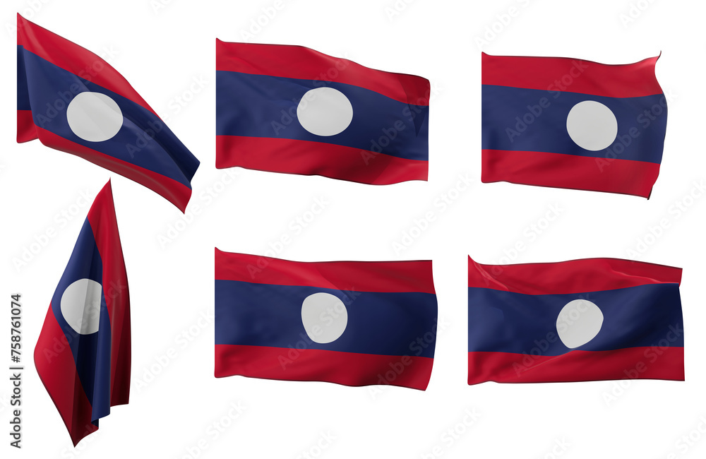 Large pictures of six different positions of the flag of Laos Stock ...