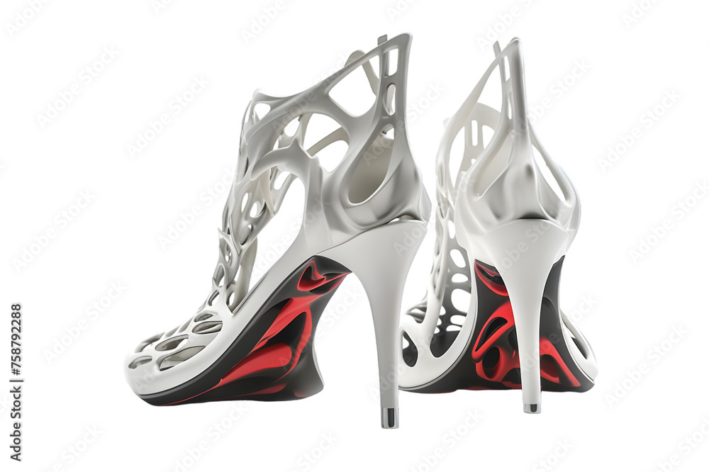 Front and back view of 3D printed avant-garde heels template ...