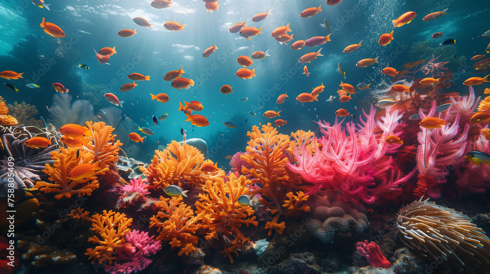 underwater photography of coral reefs with fish and fauna Stock Photo ...
