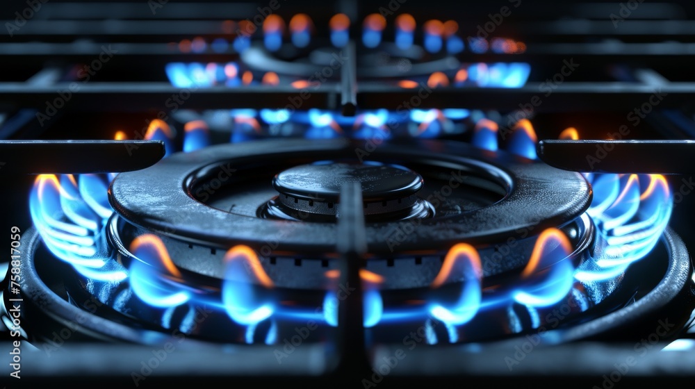 Stock-Illustration „Burning propane butane in an oven for cooking with ...
