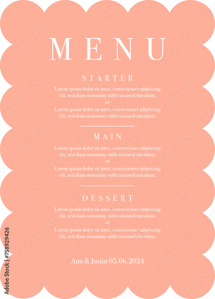 Menu card. Luxury dinner menu. Menu price list for restaurant, cafe ...
