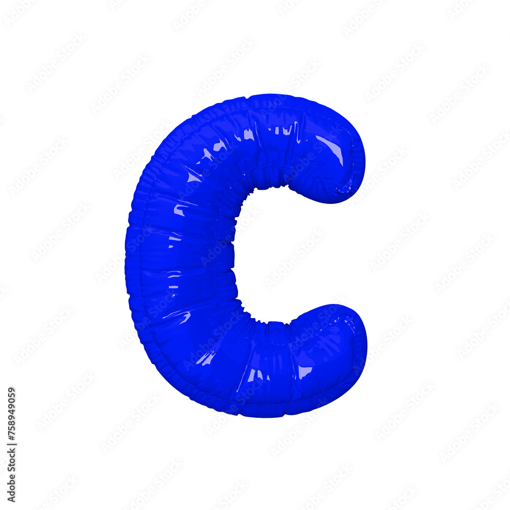 Cobalt Blue color foil balloon letter c on transparent background ...