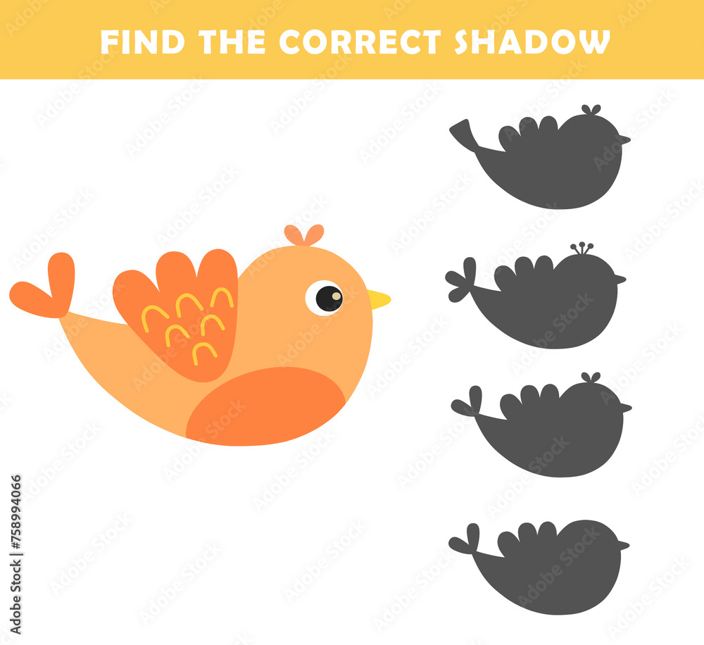 Stock-Illustration „Shadow matching game for kids. Find the correct ...