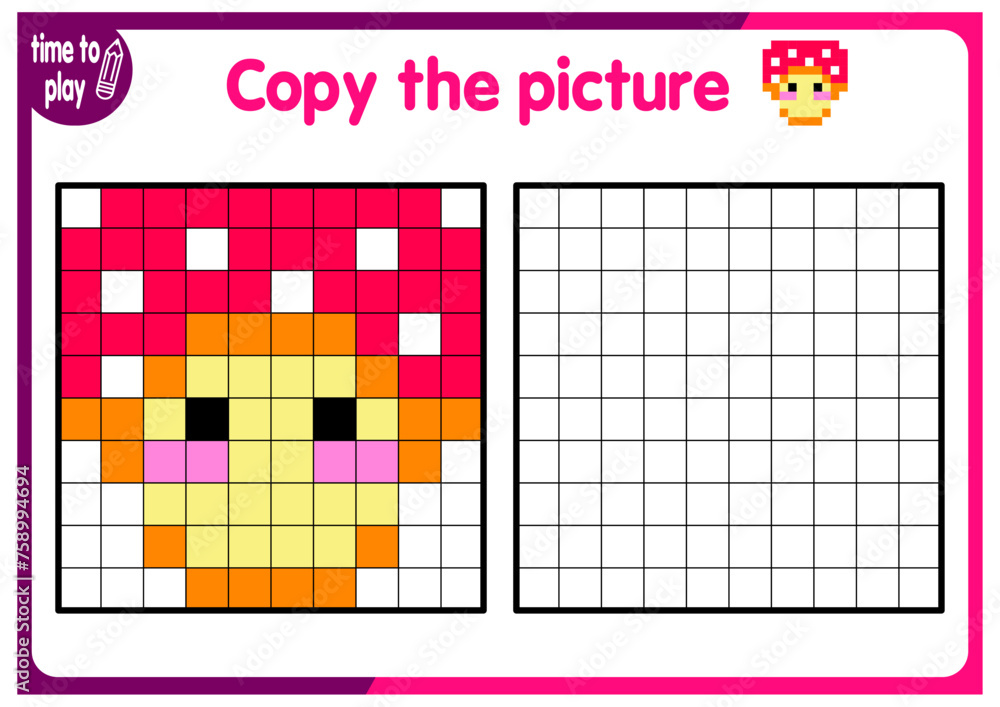 Copy the image and add the grid image. Study sheets showing squares. Preschool coloring pages ...