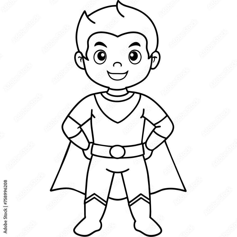 super boy. children drawing using only lines, line art to color and ...