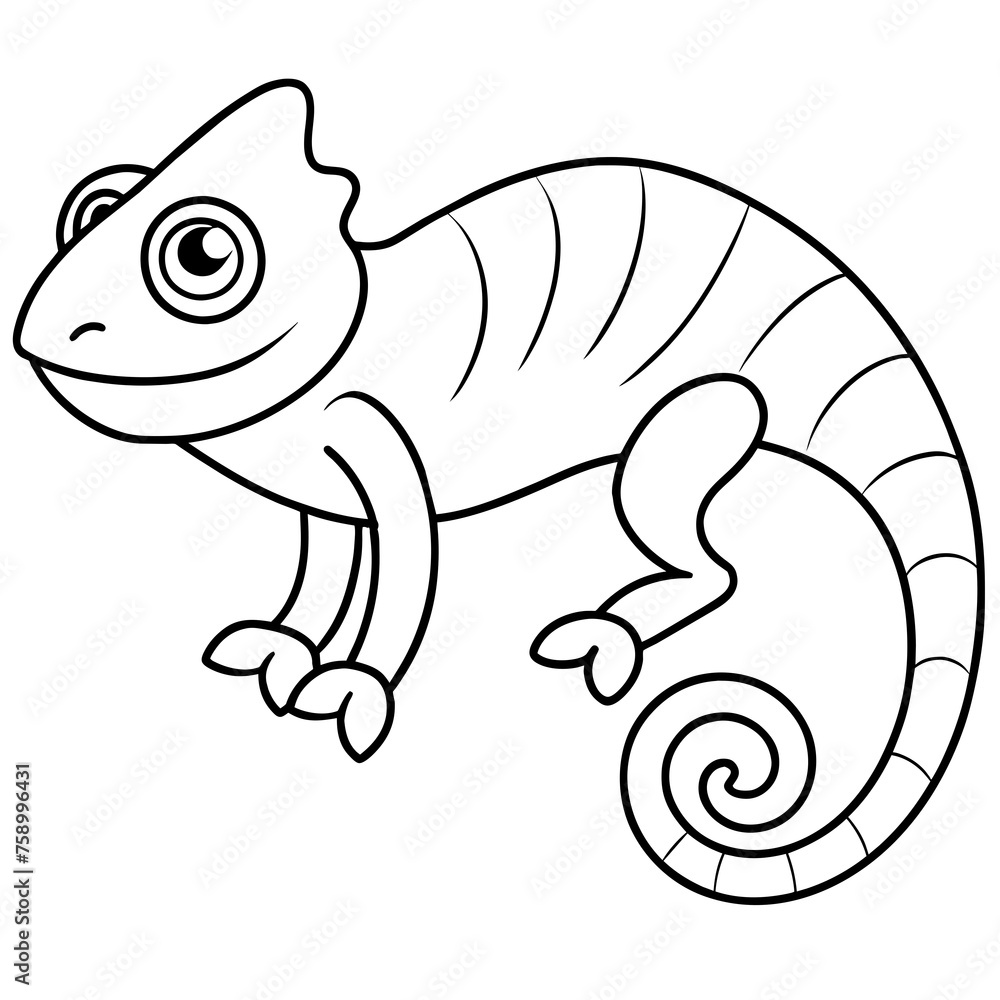 chameleon drawing using only lines, line art to color and paint ...