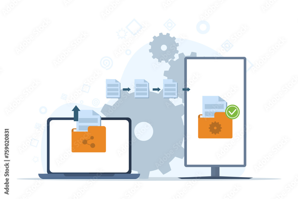 file transfer concept, cloud technology, upload and download, data ...