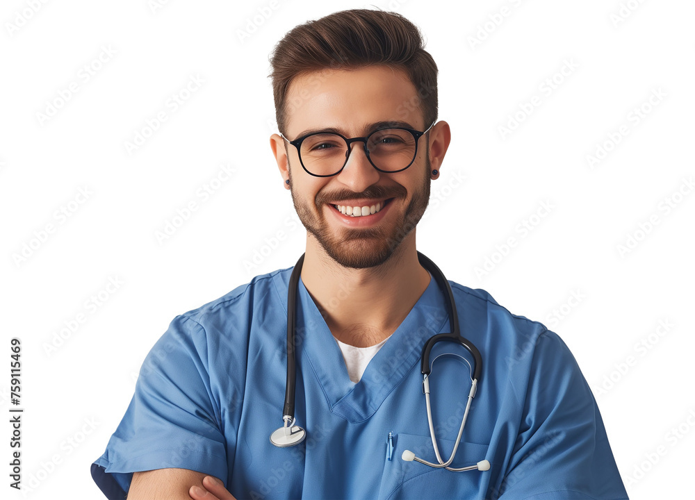 Healthcare, medical staff concept. Portrait of smiling male doctor ...