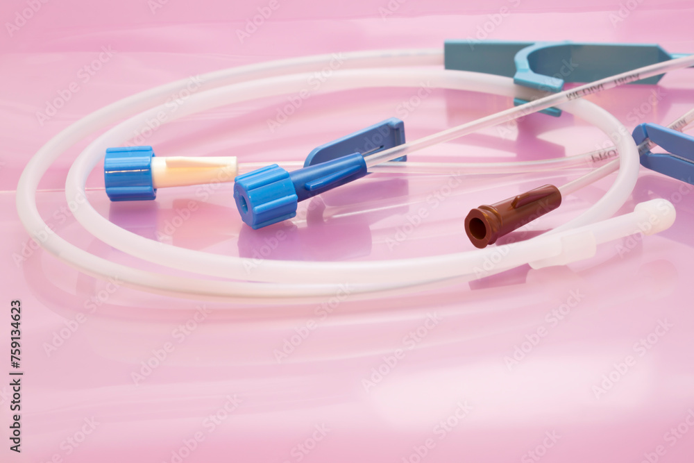 Medical background: Parts of triple lumen short-term central venous ...