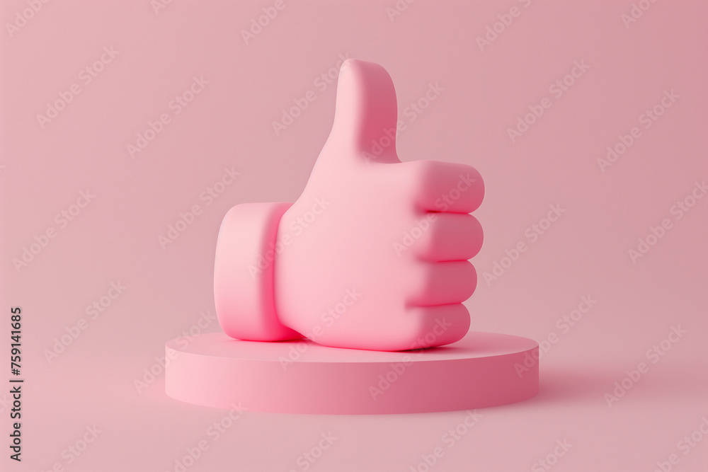 Cartoon 3d hand thumb up, like symbol. Good feedback, positivity ...