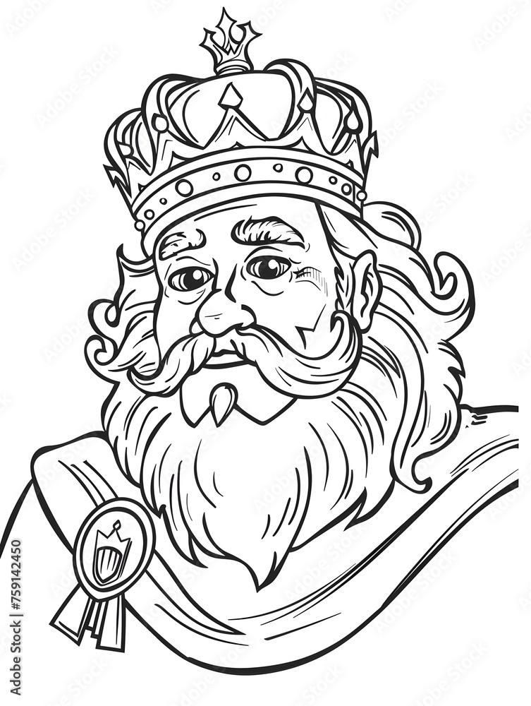 black and white illustration of king pattern for coloring. activities ...