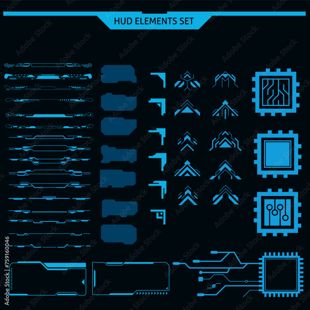 futuristic hud. Basic Communication Concept Set sci fi iu elements ...